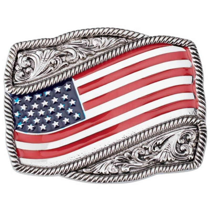 American Flag Cowboy Belt Buckle | Western Cowboy
