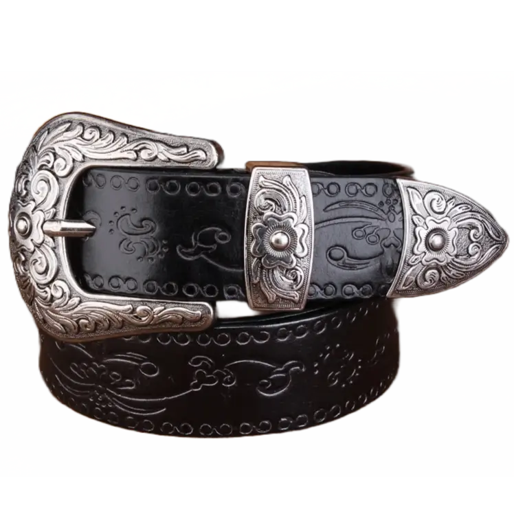 Black Leather Cowboy Belt | Western Cowboy